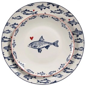 Porcelánový dezertní talíř s rybkami Sun Sea And Fish - Ø 20*2cm