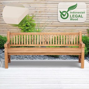 Teaková lavice Daxon s sedací polštář 220 cm – krémová