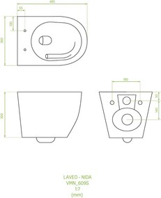 Laveo Nida Cycleon 2.0, závěsná WC mísa s toaletním sedátkem z duroplastu, Vortex splachování, bílá lesklá, LAV-VMN_609S