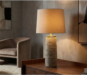 Světle šedá/krémová keramická stolní lampa s textilním stínidlem (výška 73 cm) Lima – Mauro Ferretti
