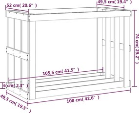 vidaXL Venkovní stojan na dřevo 108x52x74 cm masivní borovice [822631] Barva: Přírodní