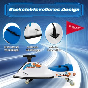Costway Elektrická motokára pro děti 24 V driftovací auto pro děti s 360° rotací