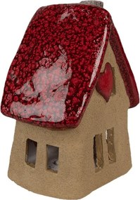 Dekorace hnědý keramický domeček - 12*9*16 cm