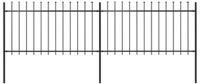 vidaXL Marketos Zahradní plot s kopím nahoře ocelový 359 x 100 cm černý