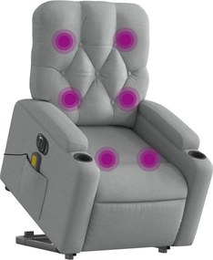 Elektrické zvedací masážní polohovací křeslo světle šedé textil 3204746