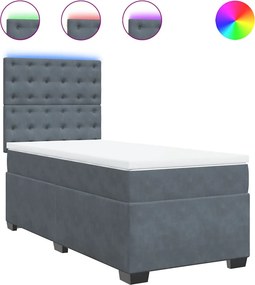Box spring postel s matrací tmavě šedá 90x200 cm samet 3293123