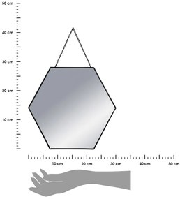 Závěsné zrcadlo Hexagon, černé, sada 3ks