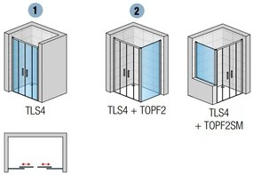 Ronal (Sanswiss) Ronal, TOP-LINE S Black Line dvoudílné posuvné dveře s 2 pevnými stěnami v rovině TLS4 Šířka: 120 cm