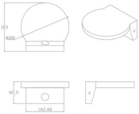 LED Venkovní nástěnné svítidlo se senzorem TESA LED/10W/230V IP54 černá