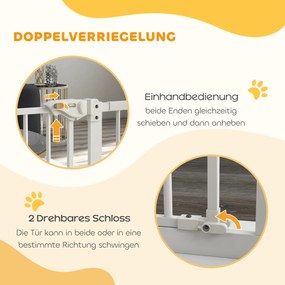PawHut Zabezpečovací Zábrana Na Schody s 14 cm Expanzí Bez Vrtání pro Šířky 74-94 cm, Dvojitě Otevíratelná Zábrana, Bílá
