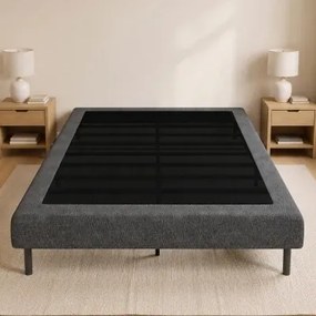 HOMCOM čalouněný rám postele 140x190 cm, rám postele s potahem z chenillu, 10 dřevěných latí, 9 pevných nohou, šedá