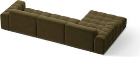 Khaki sametová rohová pohovka (levý roh/s lenoškou) Chicago – Cosmopolitan Design
