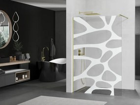 Mexen Kioto, sprchová zástěna Walk-In 70 x 200 cm, 8mm čiré sklo bílý vzor, ​​zlatý matný profil, 800-070-101-55-97