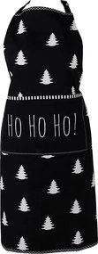 Černá bavlněná zástěra se stromky Black&White X-Mas - 70*85 cm