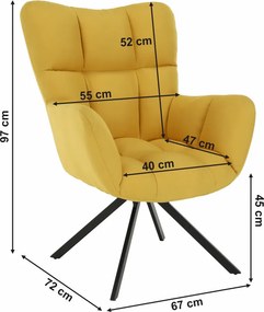 Designové otočné křeslo, žlutá/černá, KOMODO