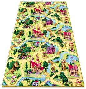 Dětský kusový koberec CANDY TOWN Město uličky barevný Rozměr: 100x250 cm