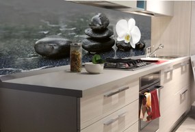 DIMEX | Fototapeta do kuchyně Zen orchidej KI-180-200 | 180 x 60 cm | šedá, černá, bílá