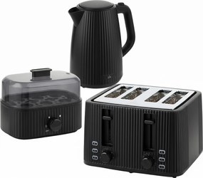 HOMCOM 1,7L rychlovarná konvice a sada 4-dílného toustovače, Vařič vajec pro 6 vajec s kontrolkou Černá