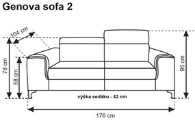 Askont Genova: Pohovka sofa 2M starorůžová