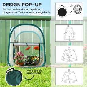Outsunny Mini Zahradní Skleník, Mini Transparentní PVC Pop-Up Skleník, Zimní Stan pro Vnitřní nebo Venkovní Použití, pro Zeleninu, Rostliny, Květiny,…