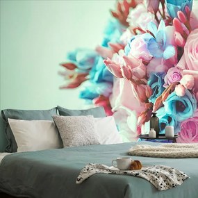 Tapeta kytice barevných růží - 150x100 cm