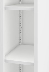Úzký kovový regál, archivační na dokumenty bílý: TIM 250 x 1850 x 600 mm