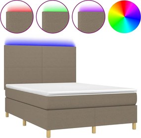 Box spring postel s matrací a LED taupe 140x200 cm textil 3135281