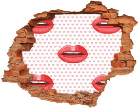 Wallmuralia Fotoobraz díra na stěnu Červená ústa 90x70 cm
