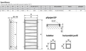 House Level Zet HLZE1810050MCEP Radiátor elektrický 181x50 cm, tyč GT vpravo, metalická černá