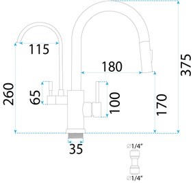 Kuchyňská baterie REA ECO FRESH s připojením na filtr a sprškou, zlatá