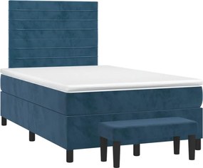 Box spring postel s matrací tmavě modrá 120x190 cm samet 3270479