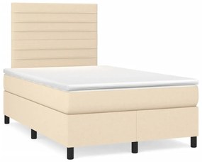 Box spring postel s matrací a LED krémová 120x190 cm textil,  3270209