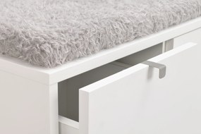 ROWICO bílá lavice s úložným prostorem CONFETTI a šedým sedákem 106 cm 103764