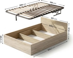 Jednolůžková postel Trento 120x200 se zvedacím roštem dub Sonoma