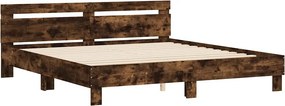 Rám postele s čelem kouřový dub 180 x 200 cm kompozitní dřevo 3207403