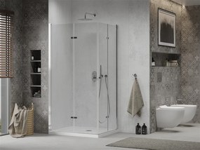 Mexen Lima Duo, sprchový kout 90 (dveře) x 80 (dveře) cm, 6mm čiré sklo, chromový profil + sprchová vanička, 856-090-080-01-02-4010