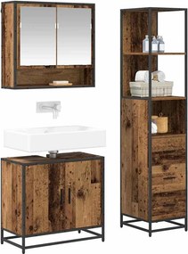 Sada koupelnového nábytku 3 ks Staré dřevo 35 x 37,5 x 166 cm 3402518