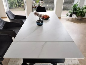 Jídelní rozkládací stůl Laconi 160/220 cm keramika bílý mramor/černý