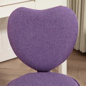 Vinsetto HOMCOM Židle k Psacímu Stolu ve Tvaru Srdce, Kancelářská Židle s 5 Otáčivými Kolíčky a Nastavitelnou Výškou v Textilu, 40x50x79-89cm, Fialová