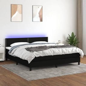 Box spring postel s matrací a LED černá 180x200 cm textil,  3133095