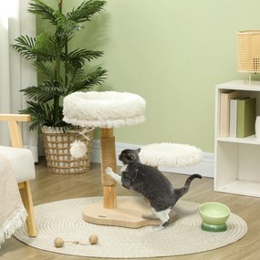 PawHut škrabadlo 61,5 cm vysoké Škrabadlo pro kočky s míčkem na hraní, pelíšky, věž pro kočky se škrabací deskou, pro kočky do 5 kg, hruškové dřevo, …