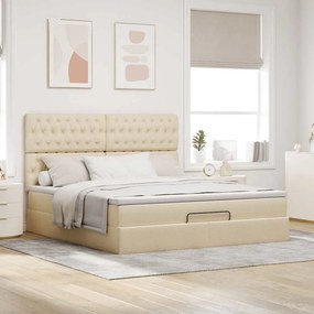 Osmanský rám postele s matrací krémová 180x200cm textil 3313263