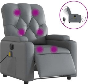 Elektrické masážní polohovací křeslo šedé umělá kůže 3204768