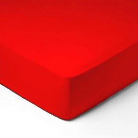 DekorTextil Jersey napínací prostěradlo červené ROZMĚR: (š/d/v) 100 x 220 x 20 cm