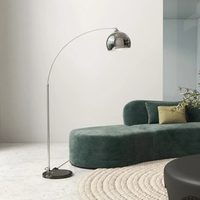 HOMCOM Stojací lampa, 40 W, 100-115L x 30W x 170-180H cm, výškově nastavitelná, otočná, oblouková lampa s žárovkou, patice E27, stříbrná