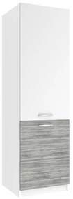 Vysoká kuchyňská skříňka Belini na vestavnou lednici 60 cm bílý mat / šedý antracit Glamour Wood  TOR SSL60/0/WT/WTGW/0/E