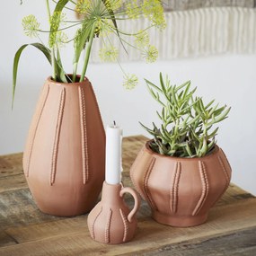 MADAM STOLTZ Terakotová váza Natural, hnědá barva, keramika