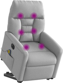 Elektrické zvedací masážní polohovací křeslo obláčkově šedé 3303071