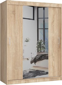 Šatní skříň posuvná se zrcadlem 150 cm dub sonoma