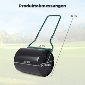 Costway Kovový válec na trávu s objemem náplně 60 L a šířkou rolování 50 cm.
